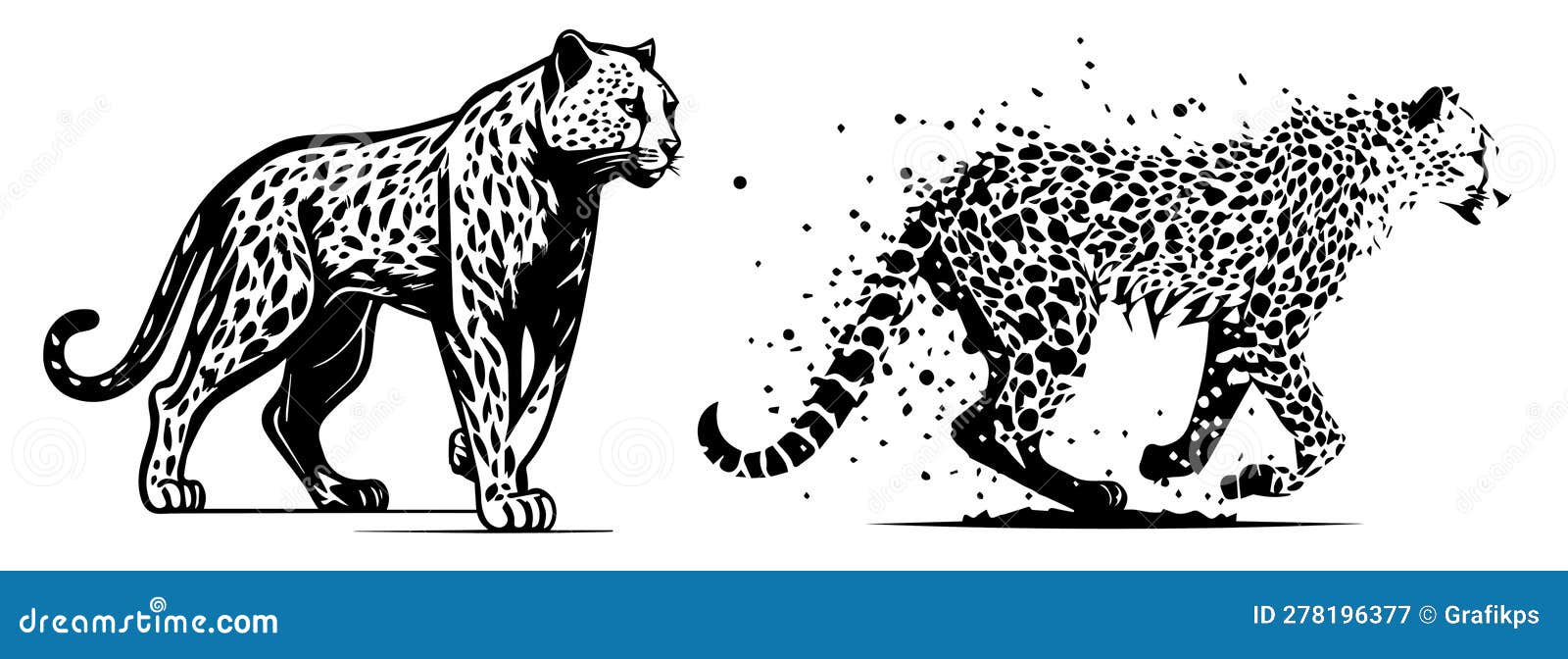 Cheetah Vector Illustration Silhouette Shape. Stock Vector ...