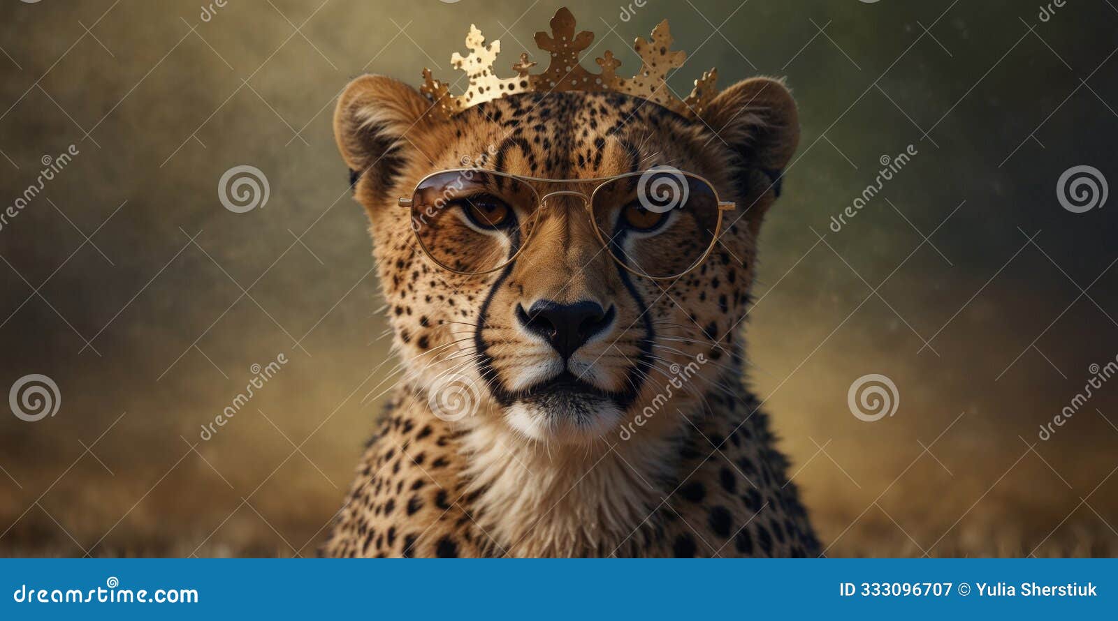 Cheetah Wearing Sunglasses and Paper Crown. Stock Image - Image of ...