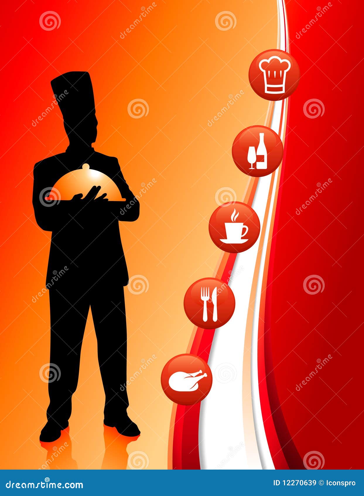 Chef on Abstract Background with Icons Stock Vector - Illustration of ...