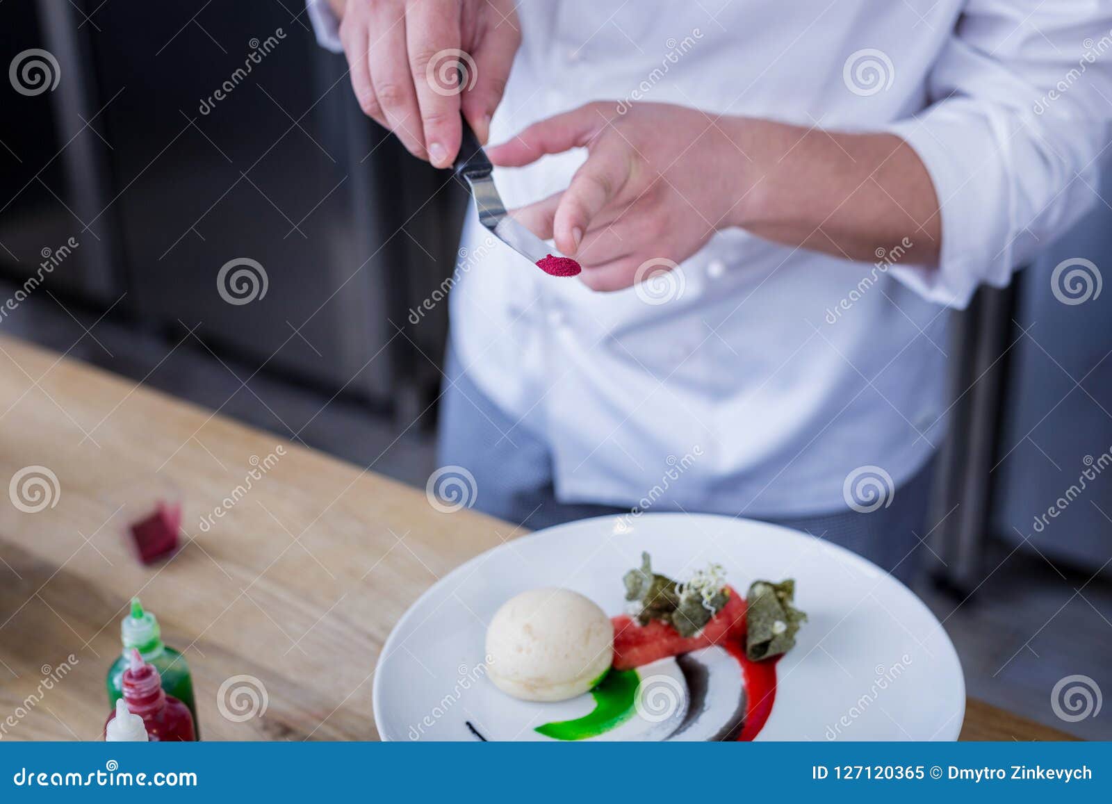 Chef Adding New Secret Ingredients To a Dish Stock Image - Image of ...