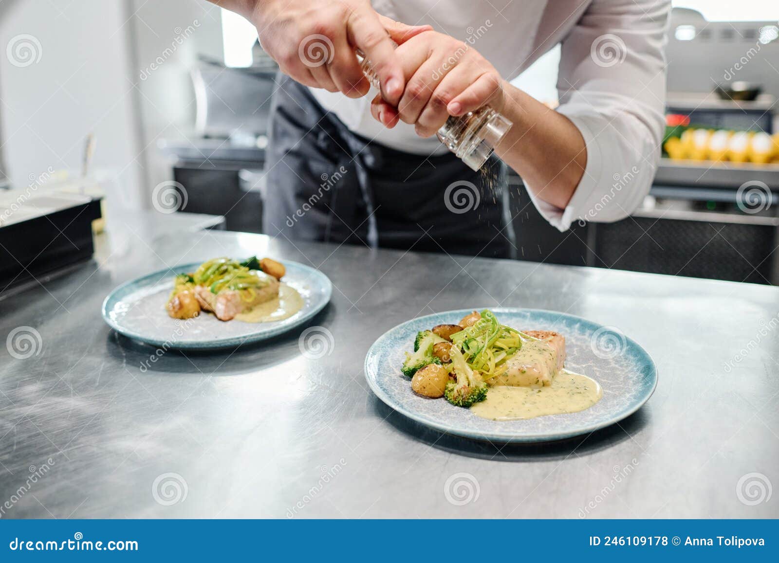 Chef Adding Spices on Dish before Serving Stock Photo - Image of work ...