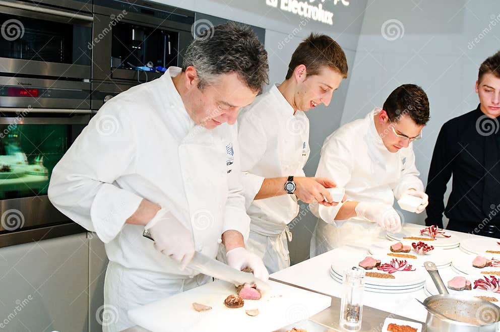 Chef Andrea Canton and His Sous Chefs Editorial Photography - Image of ...