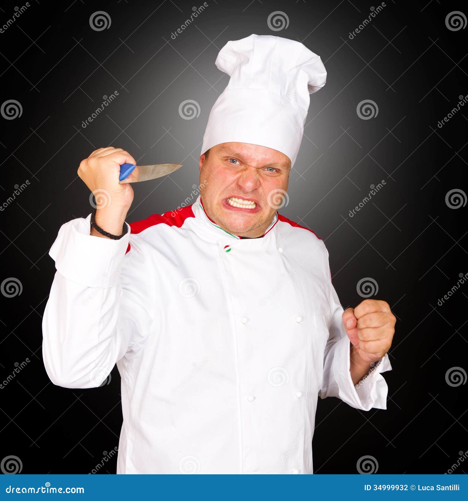 Chef Angry And Swinging Knife In The Air Stock Photo | CartoonDealer ...