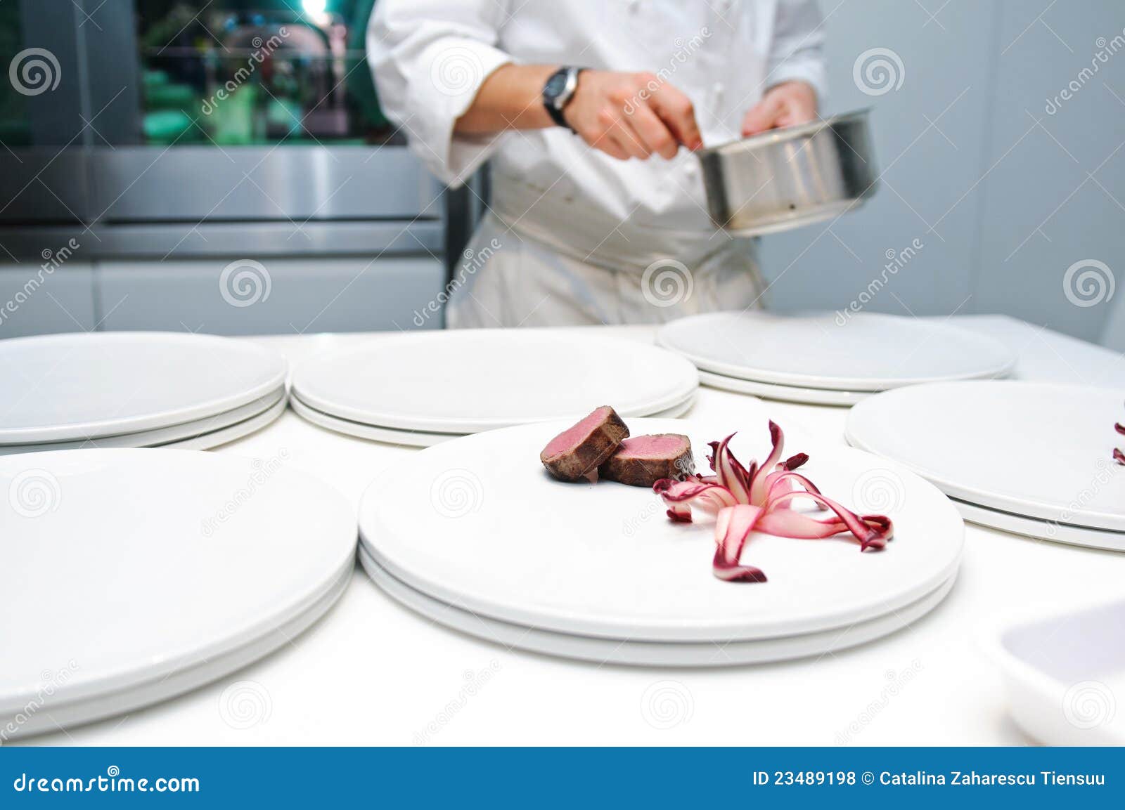 Chef Arranging Fresh Herbs In Glass Jars. Concept Of Food Preservation ...