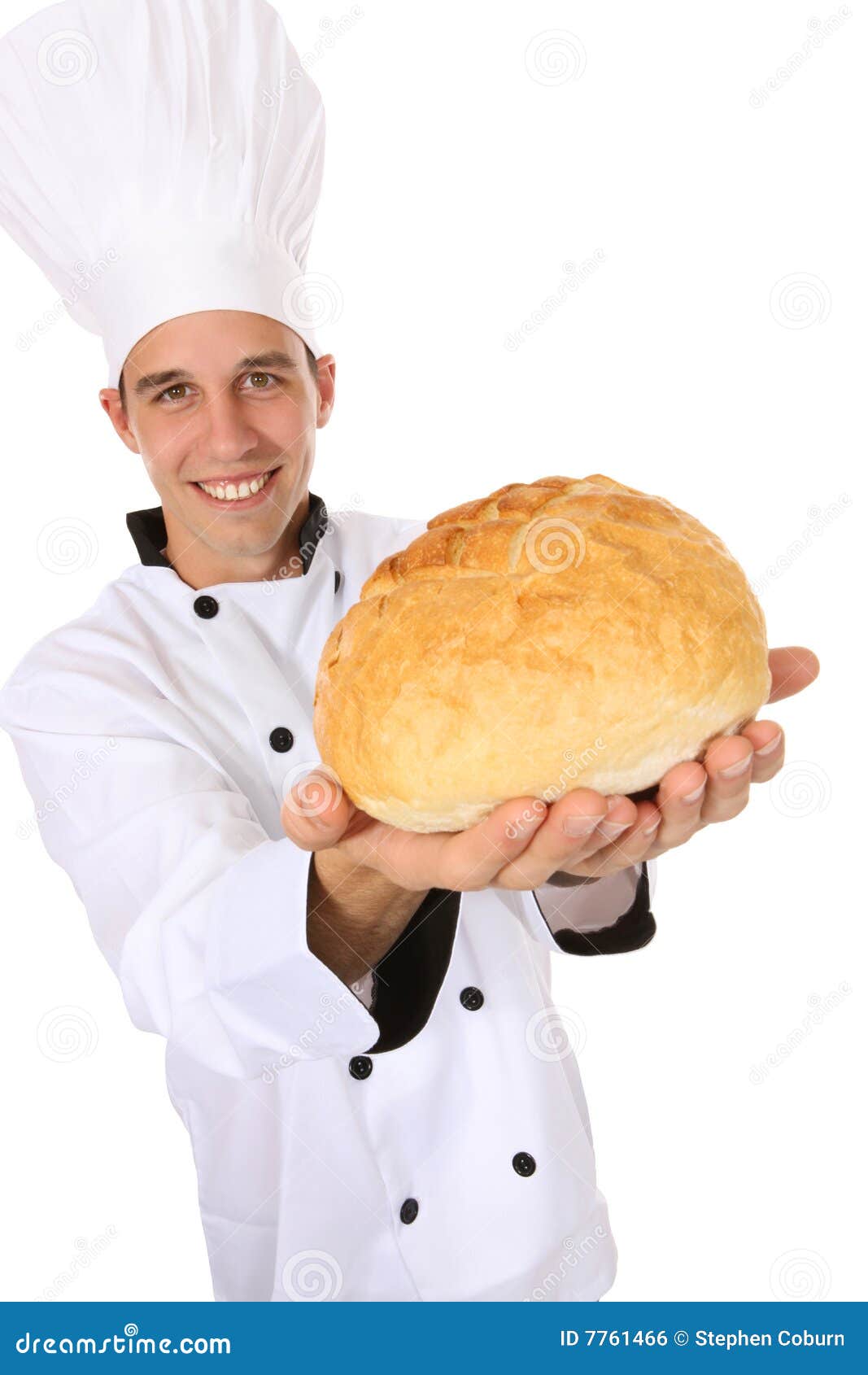 Chef avec du pain photo stock. Image du beau, professionnel - 7761466