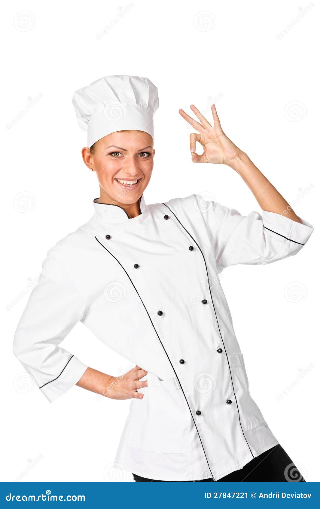 Chef Baker or Cook Showing Ok Hand Sign Stock Image - Image of adult ...