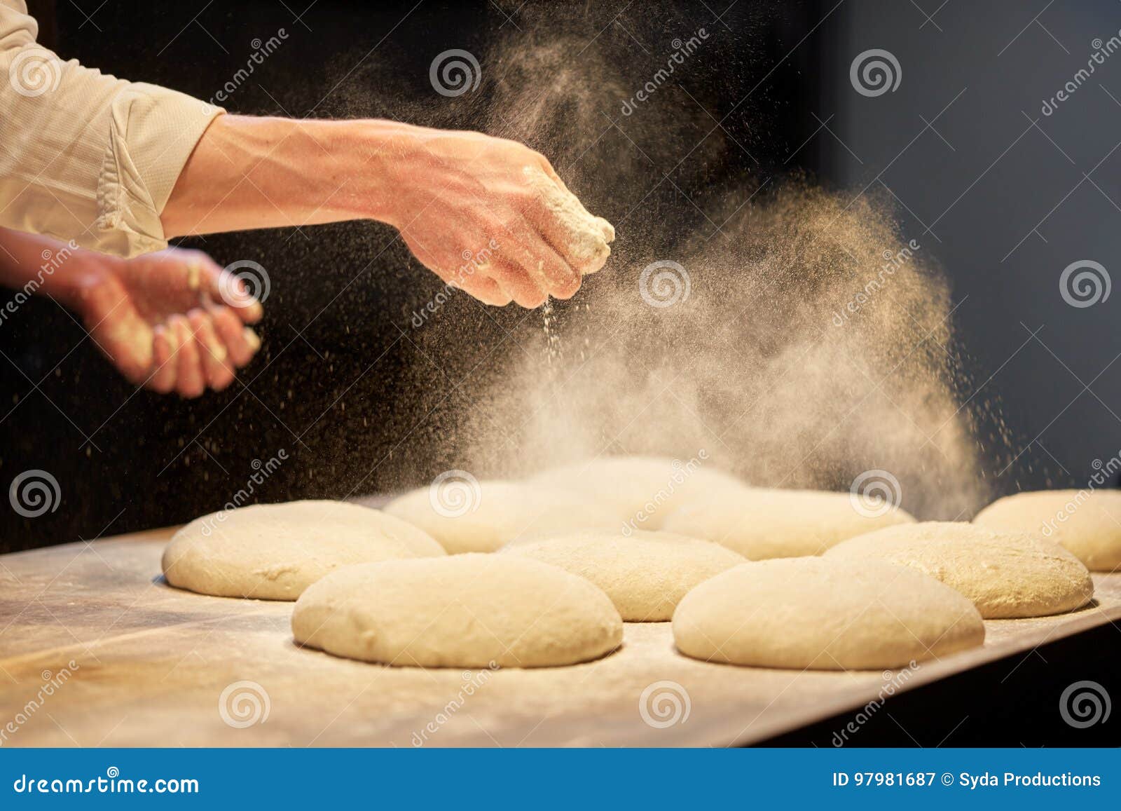 Chef or Baker Cooking Dough at Bakery Stock Image - Image of chef ...