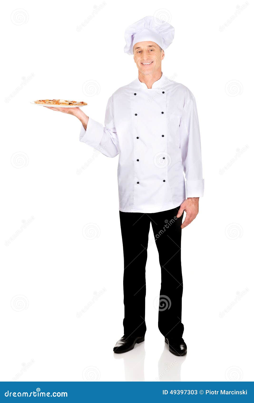 Chef Baker with Italian Pizza Stock Image - Image of occupation ...