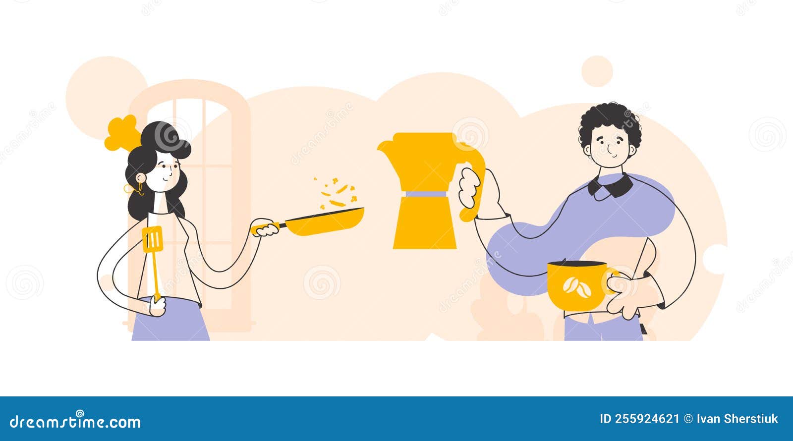 Chef and Barista. Modern Linear Style. Vector. Stock Vector ...