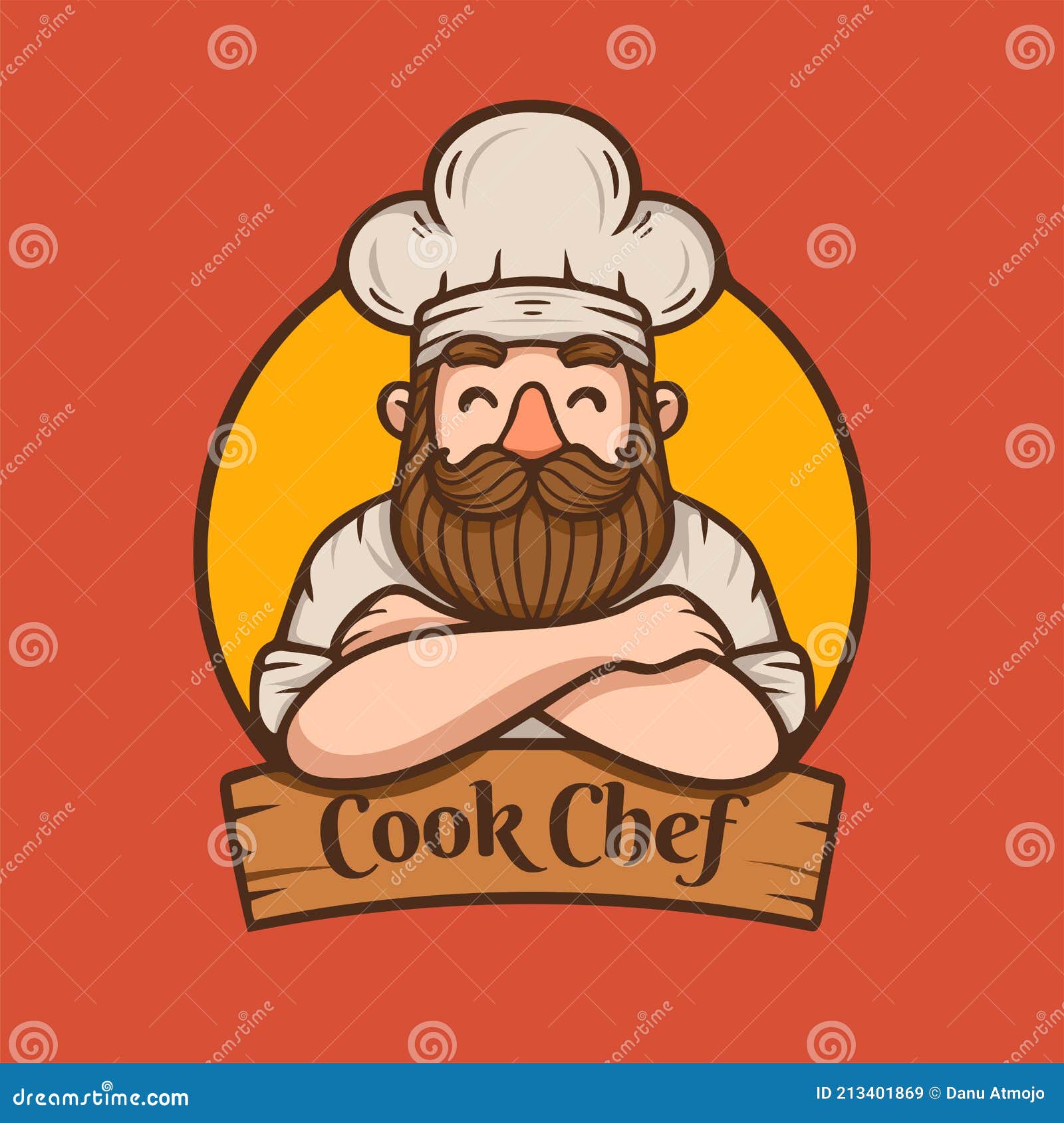 Chef with Beard and Mustache Illustration Mascot Logo Stock Vector ...