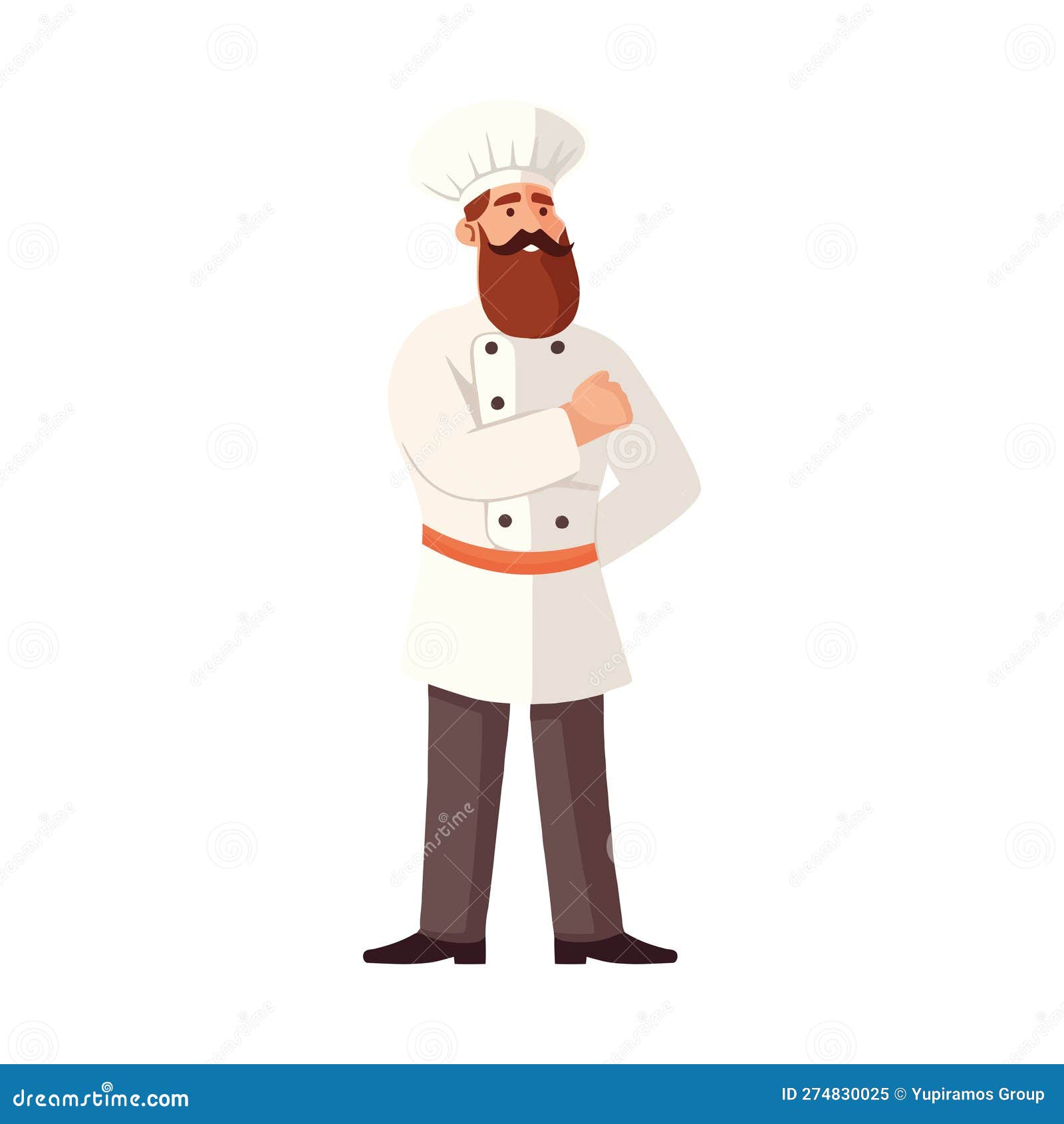 Chef Bearded Standing in Uniform Stock Vector - Illustration of kitchen ...