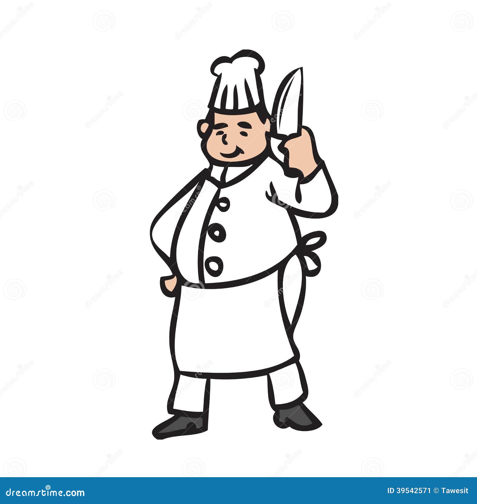 Chef with big knife stock illustration. Illustration of kitchen - 39542571