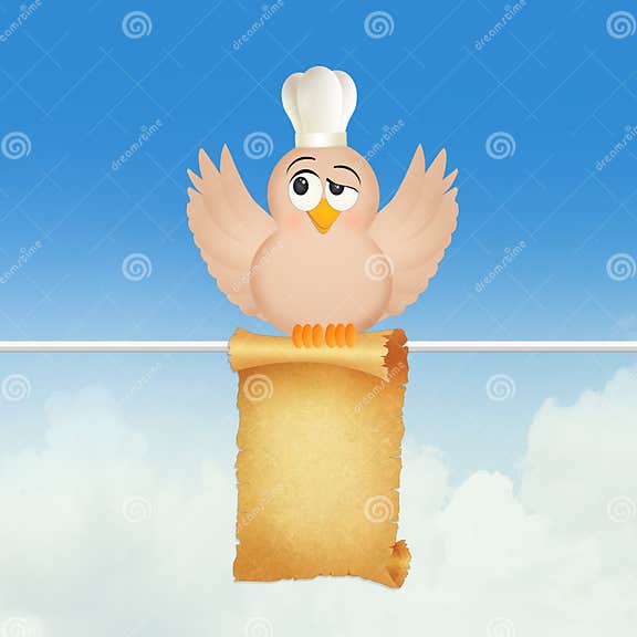 Chef bird with menu stock illustration. Illustration of nature - 90441456