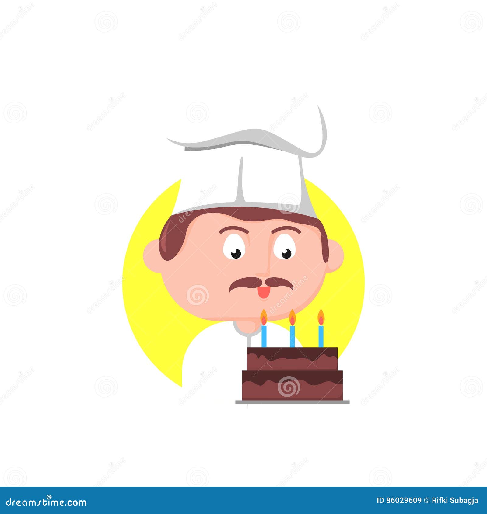 Chef with birthday cake stock vector. Illustration of avatar - 86029609