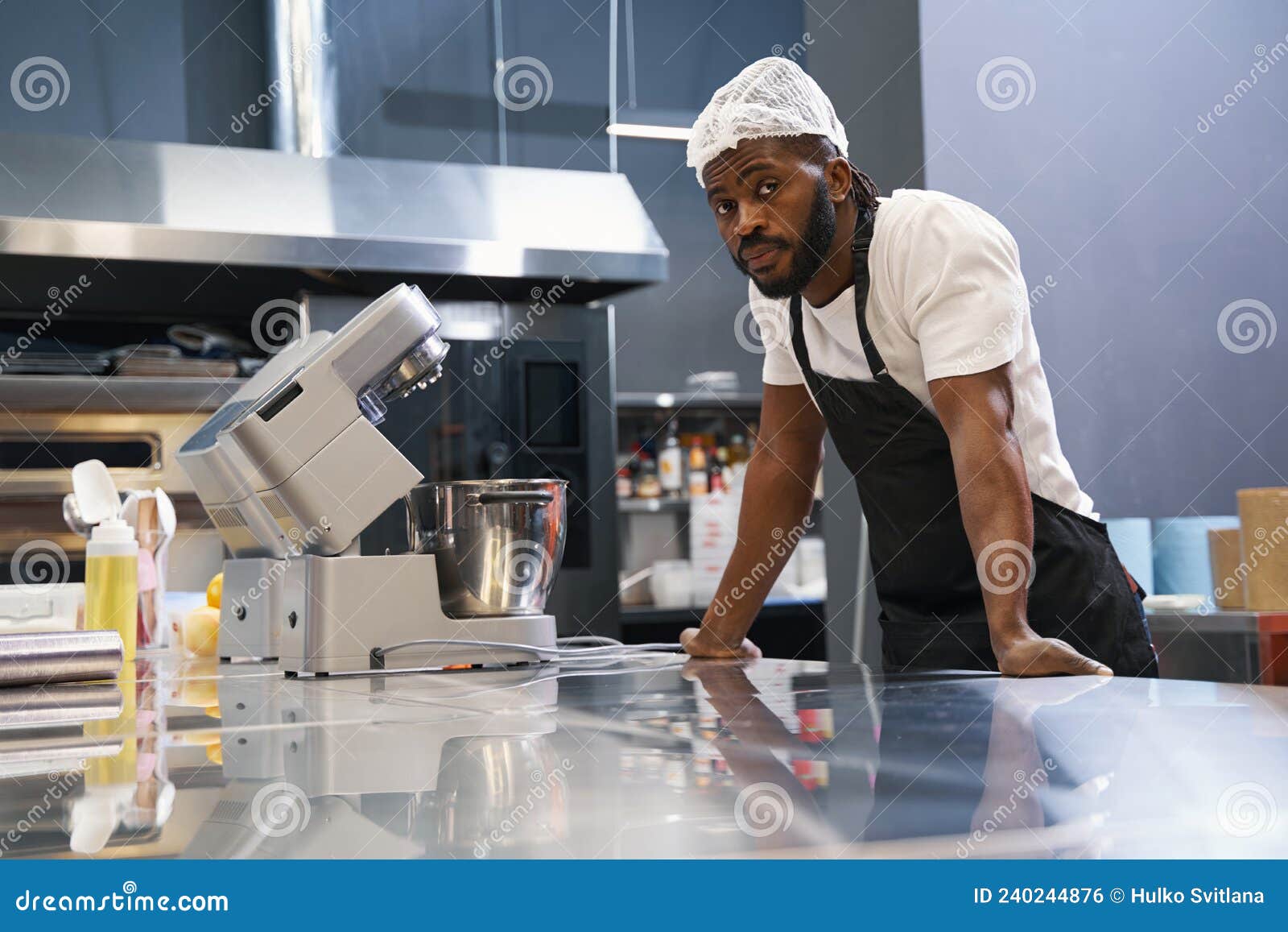 In the Kitchen Male Resting after Hard Work Stock Photo - Image of ...