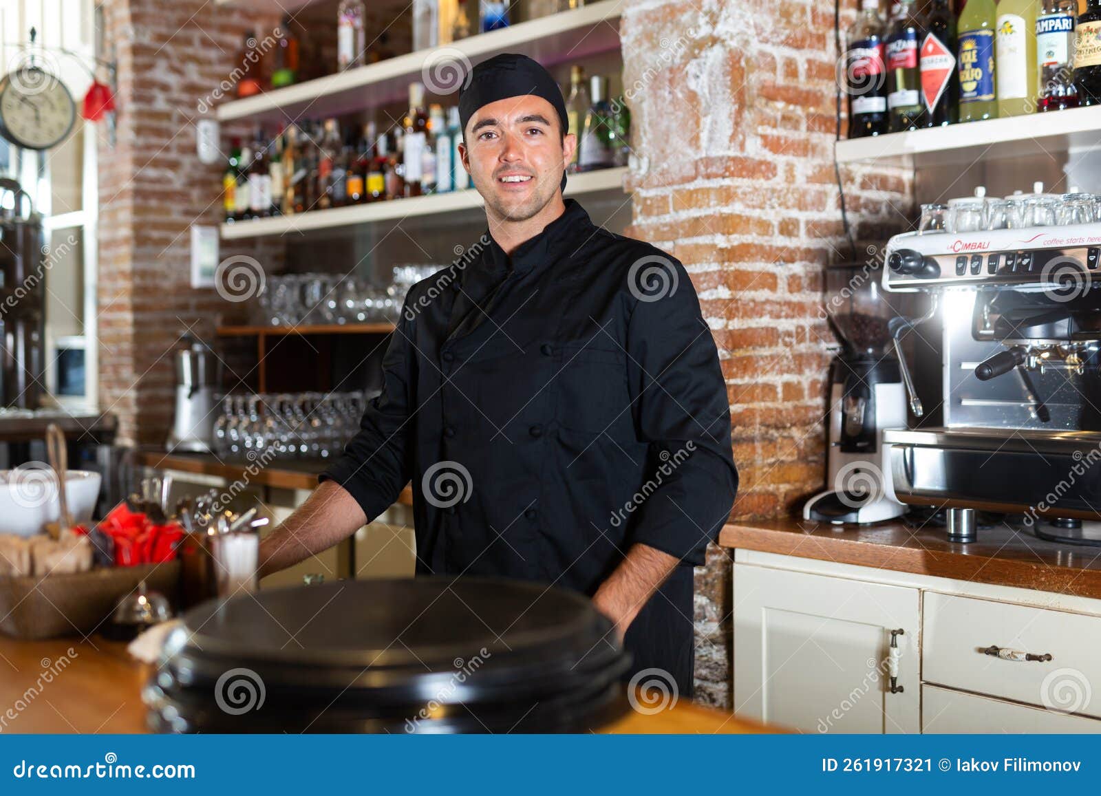 Chef in a Black Uniform at Restauran Stock Image - Image of cooking ...