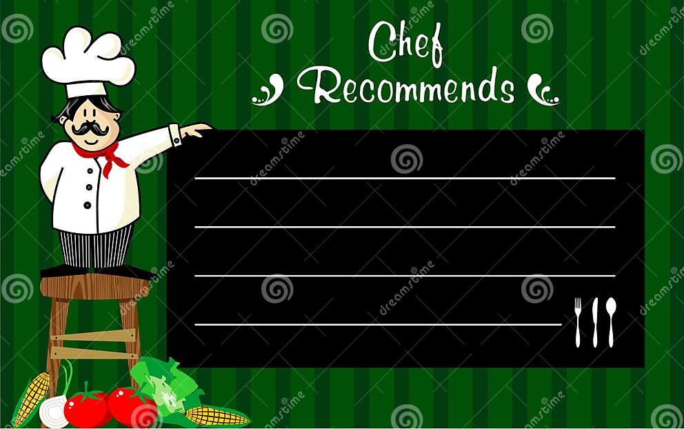 Chef with a Blackboard for His Recommendations Stock Vector ...