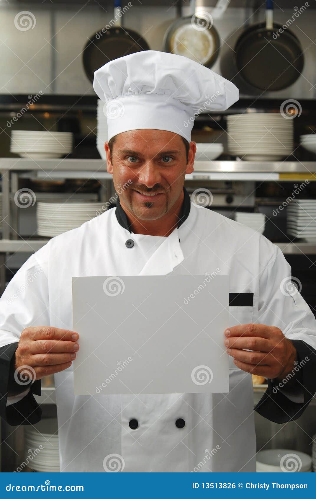 Chef with blank sign stock photo. Image of adult, smiling - 13513826