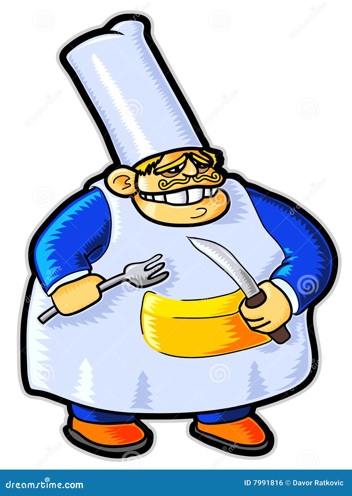 Chef blue stock vector. Illustration of dinner, cook, restaurant - 7991816