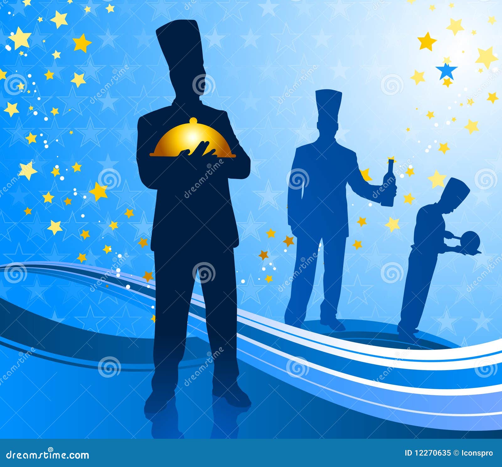 Chef on blue background stock vector. Illustration of brightly - 12270635