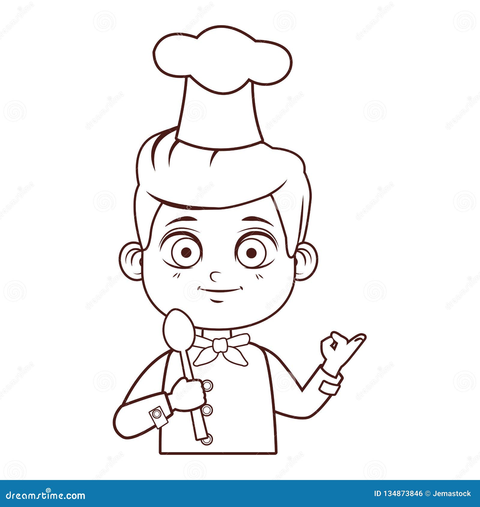 Chef Boy Cartoon Brown Lines Stock Vector - Illustration of little ...