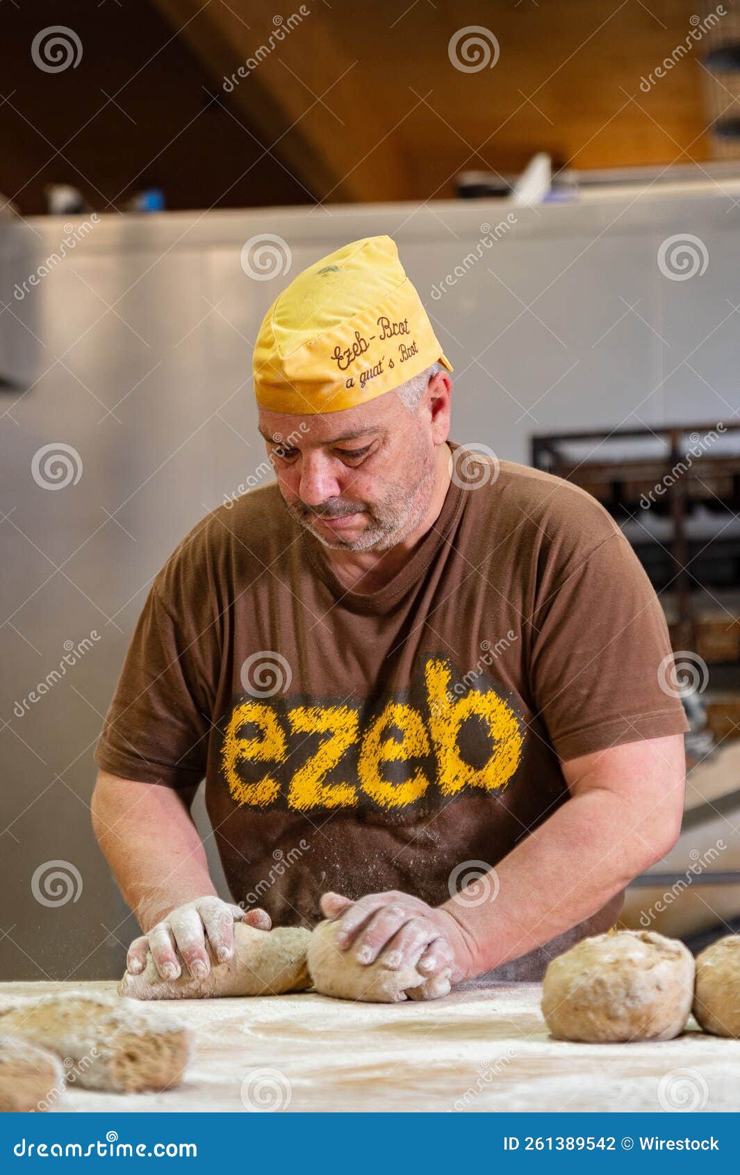 Chef during the Bread Cooking in the Kitchen of Ezeb, a Family-owned ...