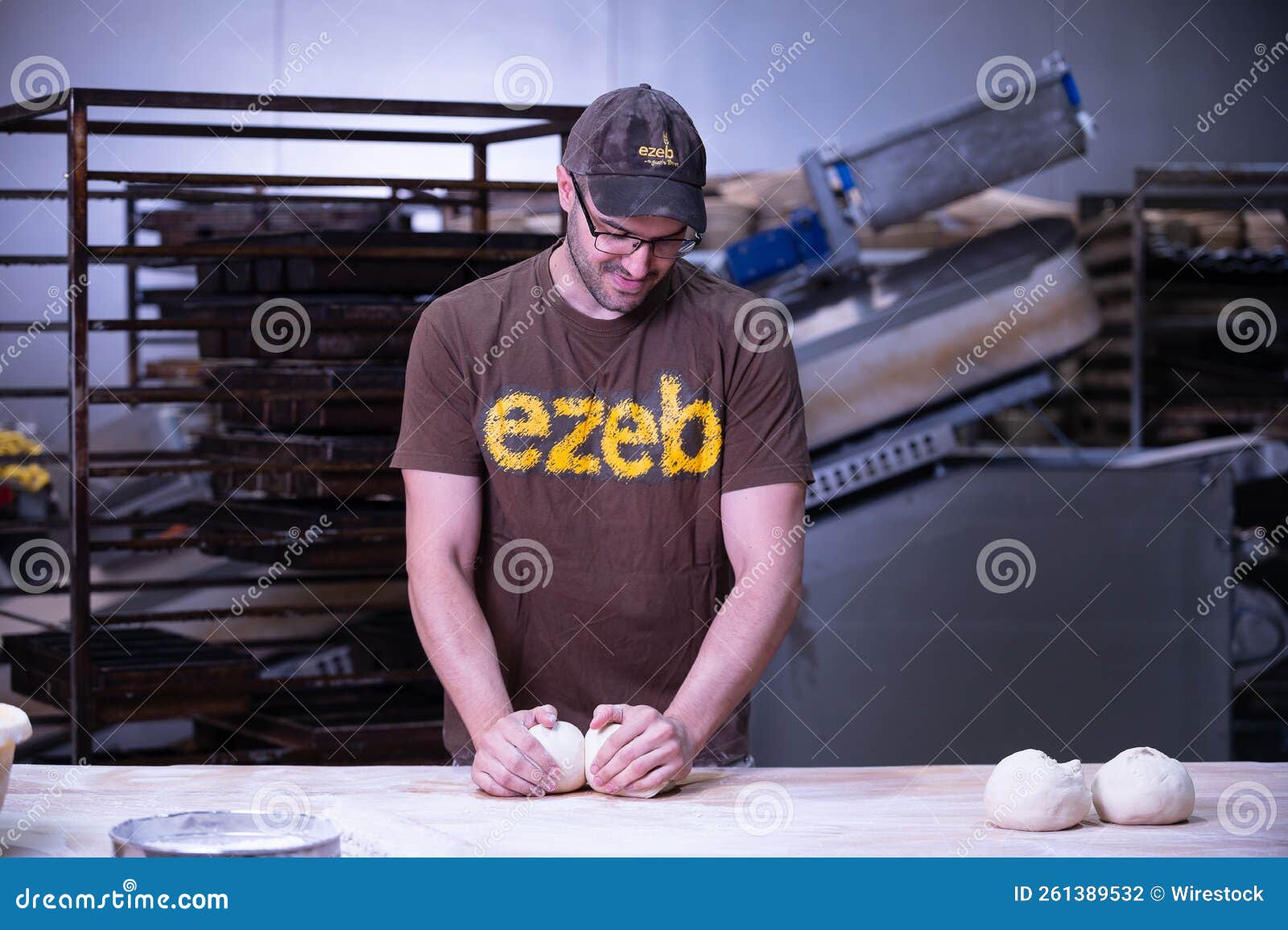 Chef during the Bread Cooking in the Kitchen of Ezeb, a Family-owned ...