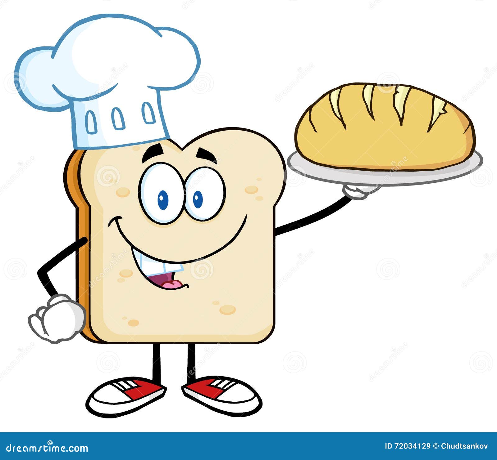 Chef-Bread Slice Cartoon-Charakter-darstellendes Perfektes Brot Vektor ...