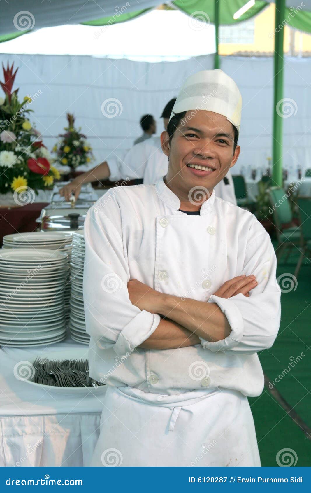 Chef at buffet food stock image. Image of pastry, smile - 6120287