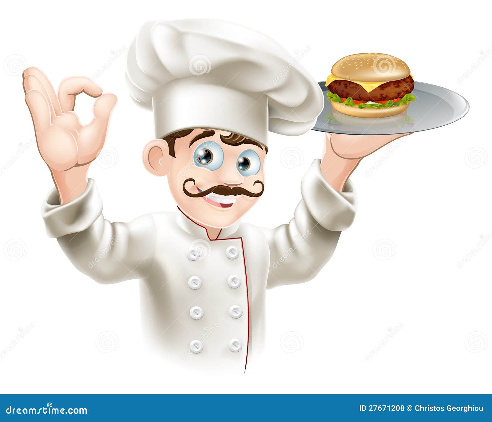 Chef with burger stock vector. Illustration of curly - 27671208