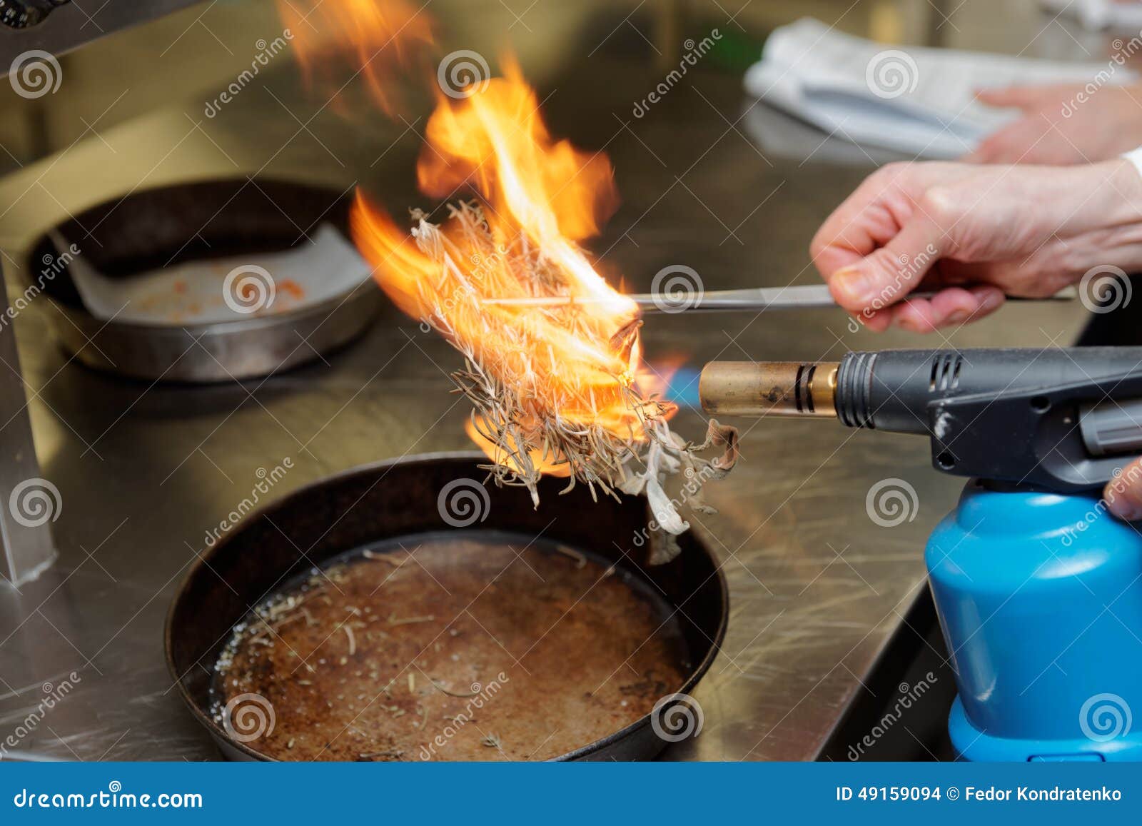 Chef is Burning Aromatic Herbs To Smoke a Dish Stock Photo - Image of ...