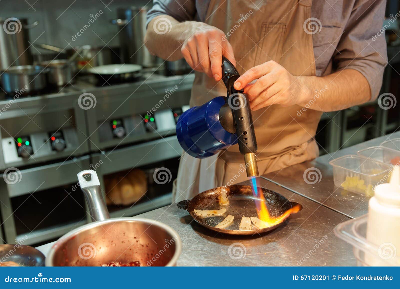 Chef is Burning Onion Slices Stock Image - Image of commercial ...