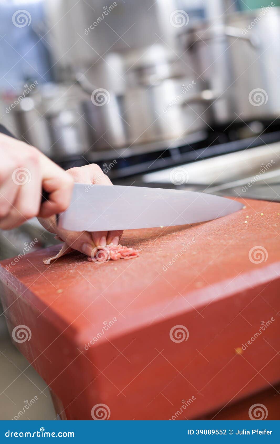 Chef or Butcher Dicing Meat Stock Photo - Image of hotel, food: 39089552