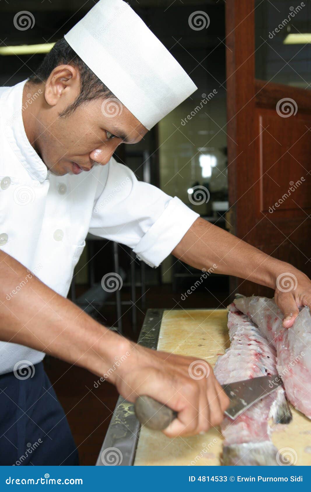 Chef Butchering Barracuda Fish Stock Image - Image of lunch, seafood ...