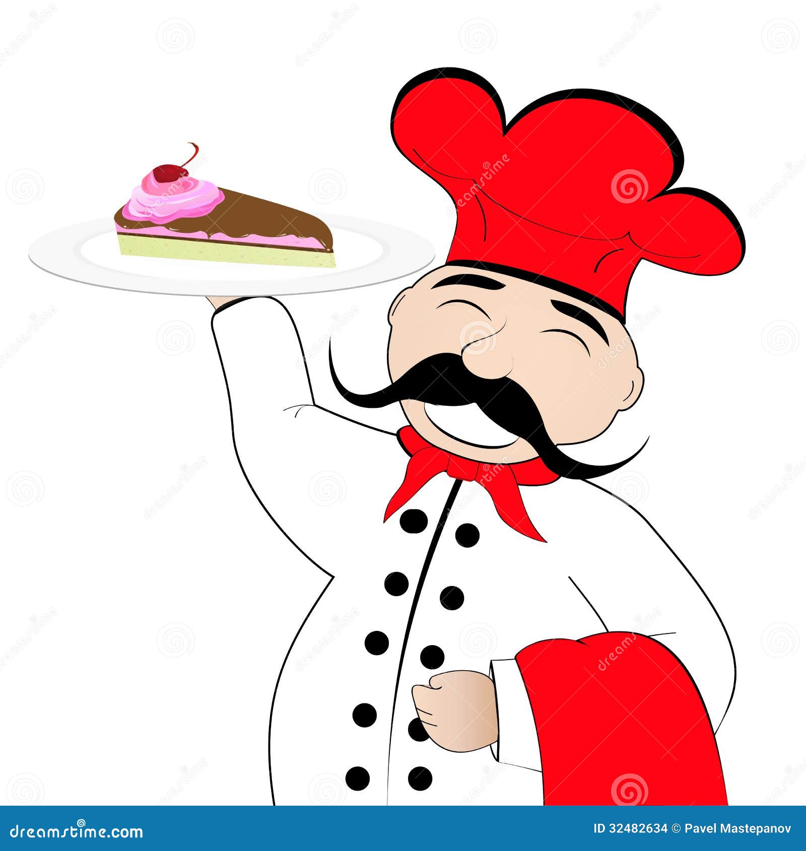 Chef with a Cake on a Plate Stock Vector - Illustration of graphic ...