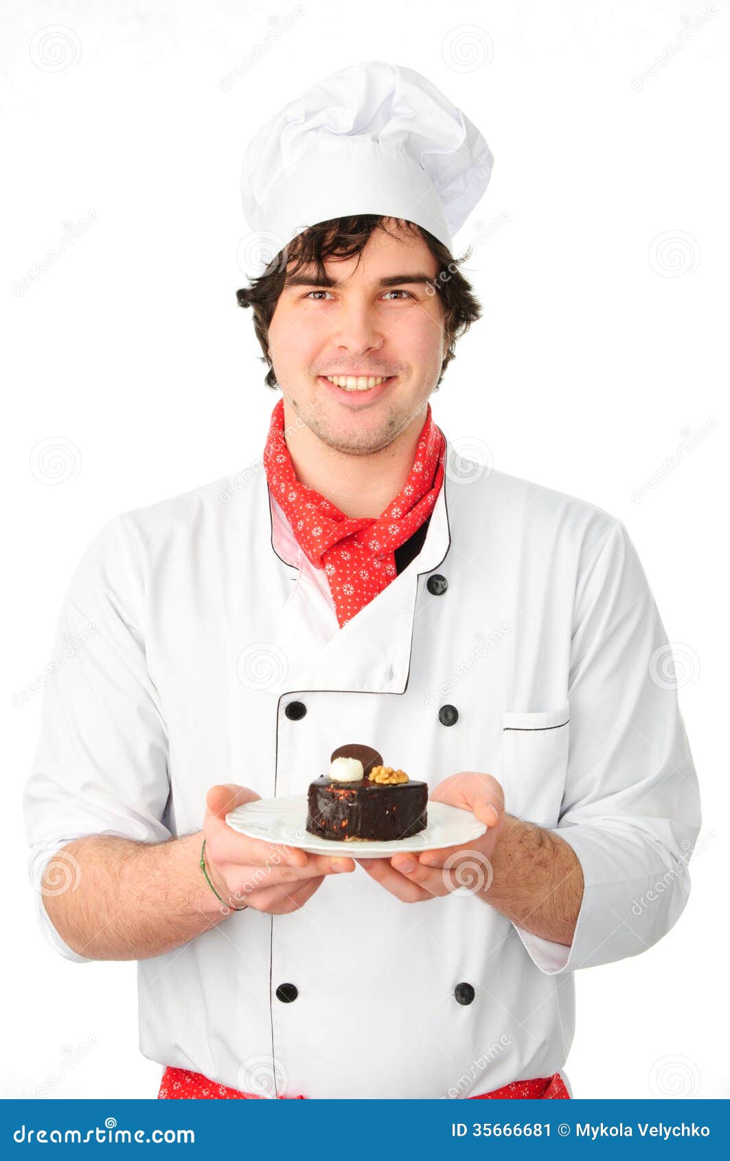 Chef with cake on a plate stock image. Image of diet - 35666681