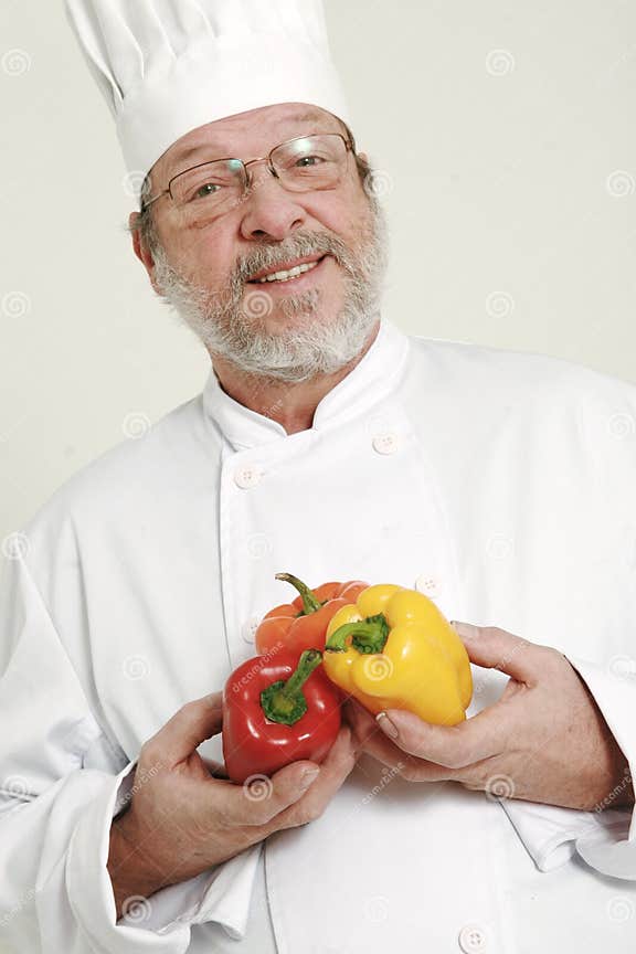 Chef and capsicum stock image. Image of male, professional - 8033135