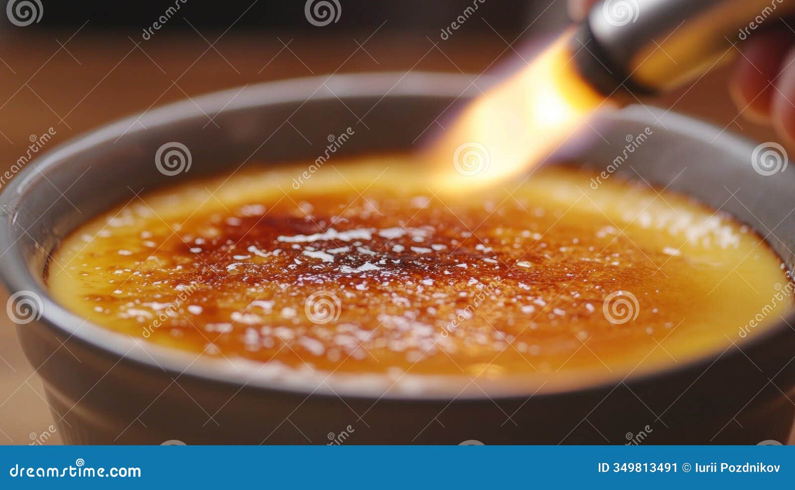 Chef Caramelizing Creme Brulee with a Torch Stock Image - Image of fire ...
