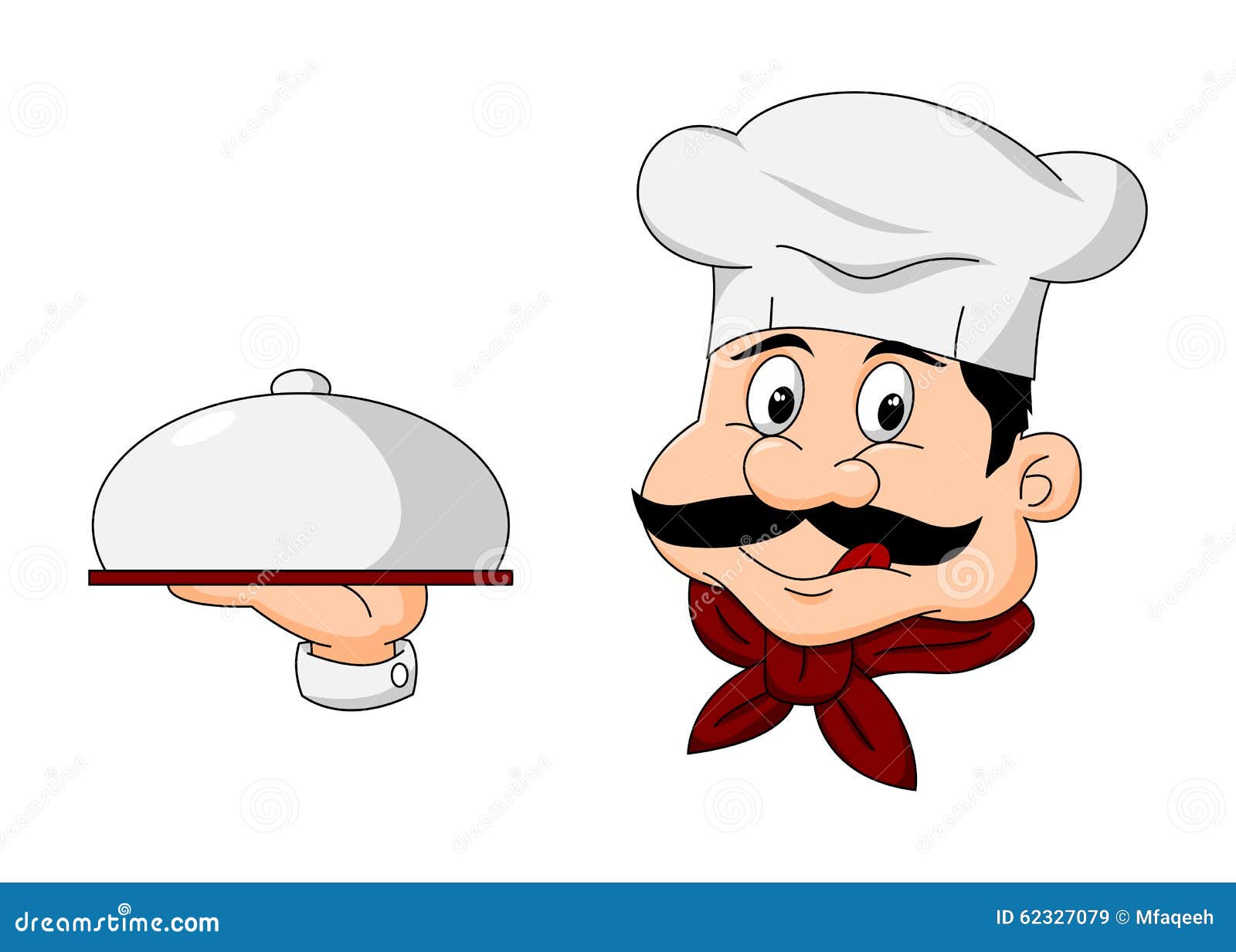Chef Character Holding Covered Tray in Cartoon Style Stock Vector ...