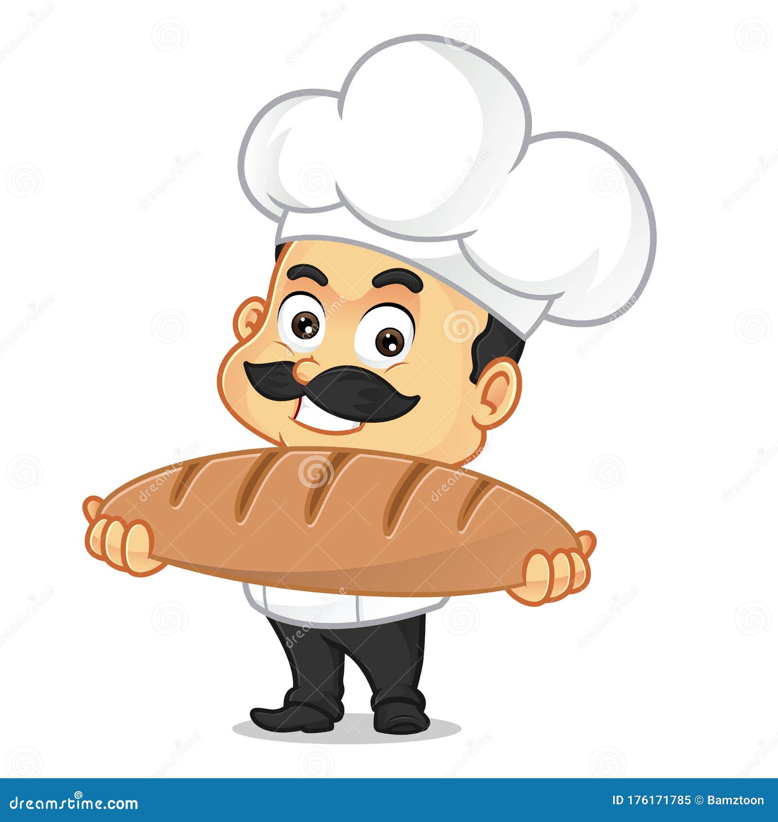 Chef Cartoon Holding Bread and Smiling Stock Vector - Illustration of ...
