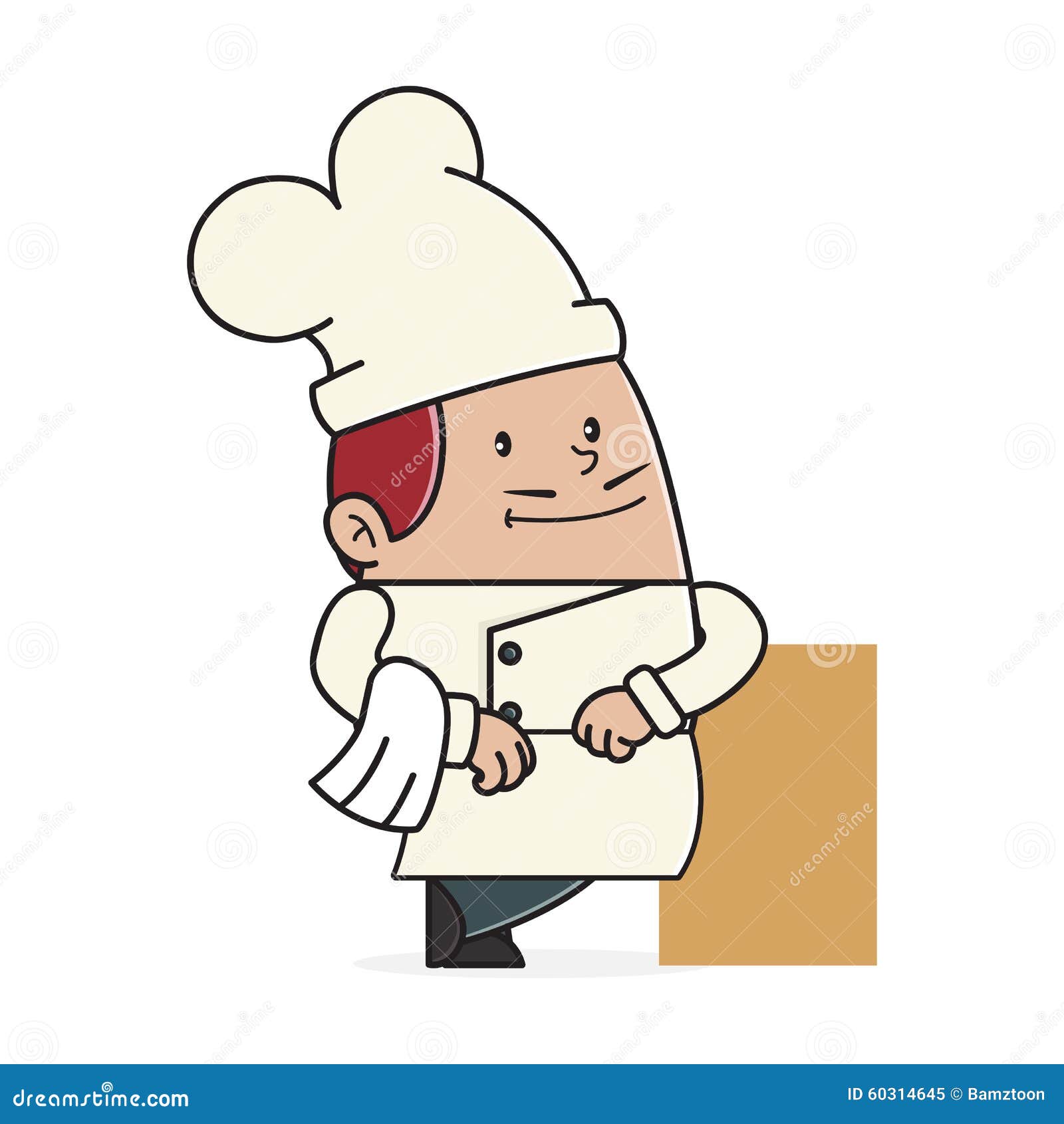 Chef leaning on box stock vector. Illustration of breakfast - 60314645