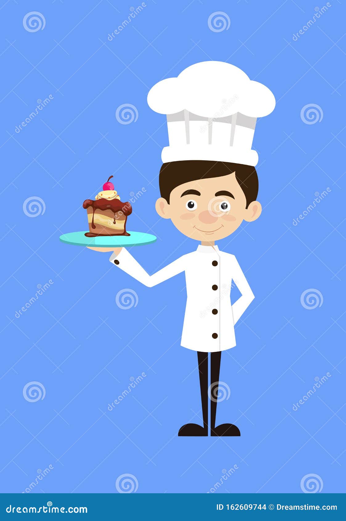 Chef Cartoon - Presenting a Cake Stock Vector - Illustration of party ...