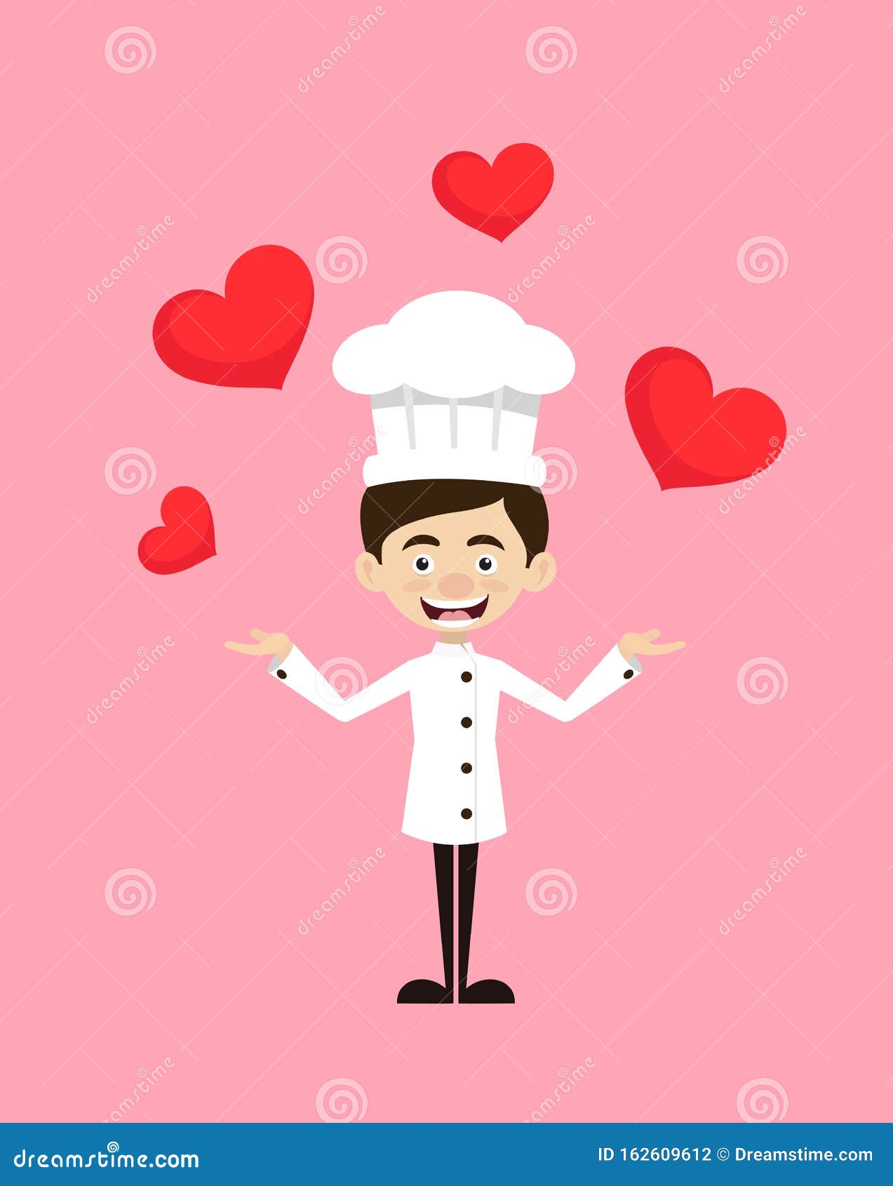 Chef Cartoon - Presenting Hearts Stock Vector - Illustration of happy ...
