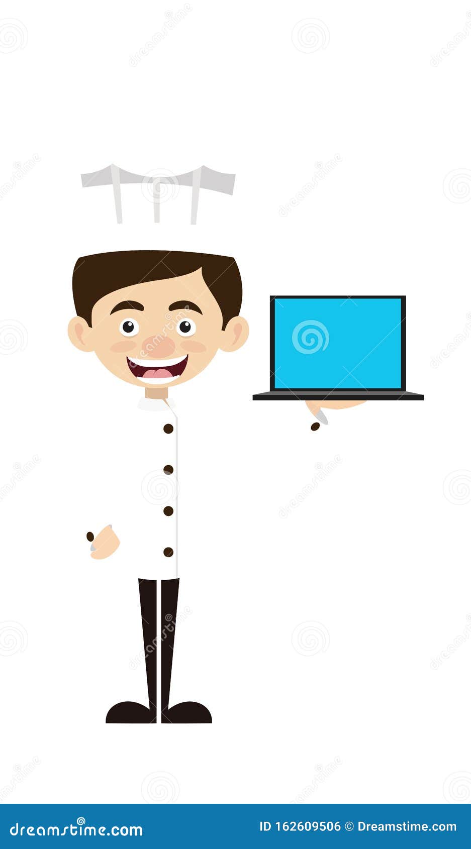 Chef Cartoon - Presenting a Laptop Stock Vector - Illustration of ...