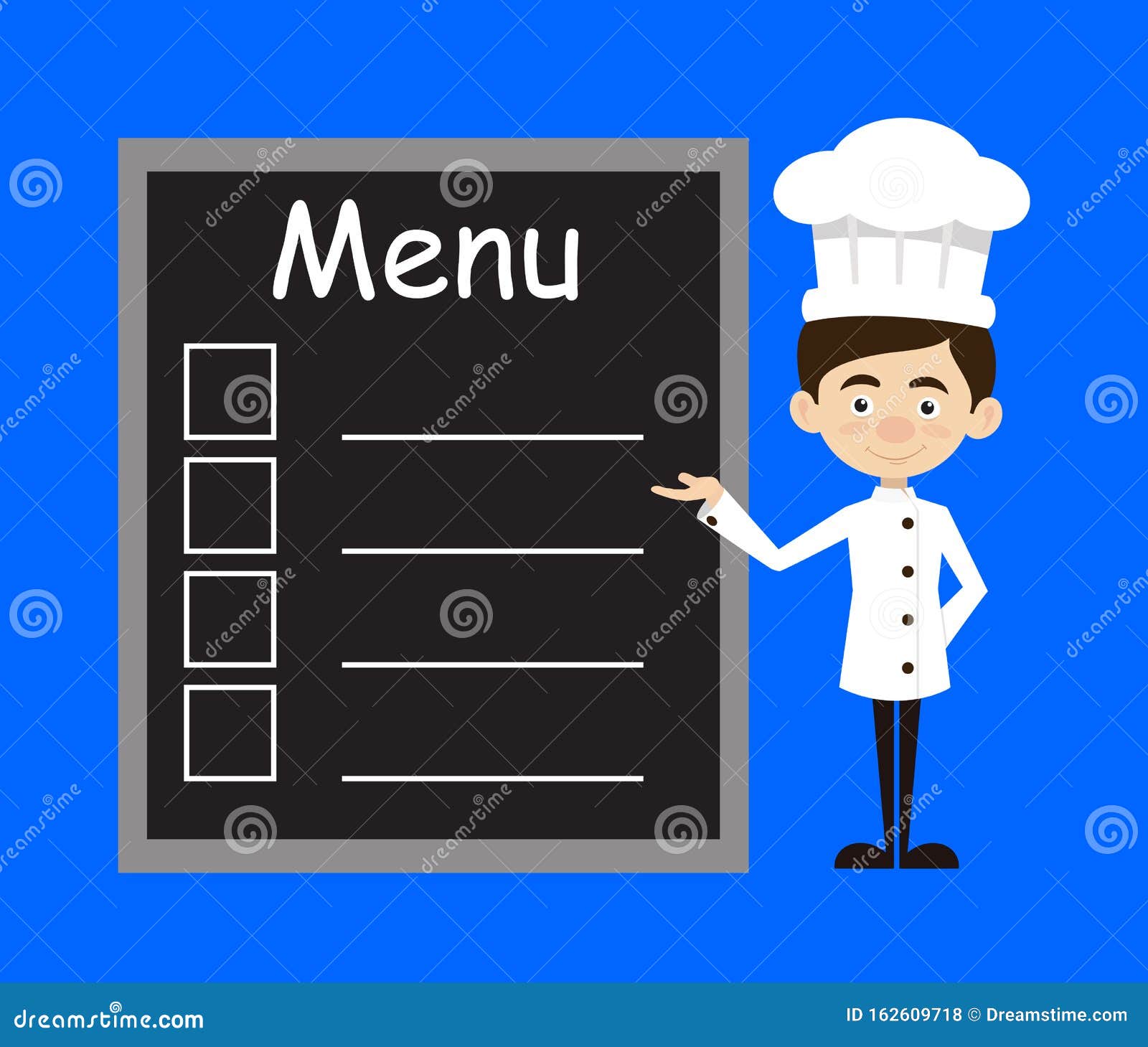 Chef Cartoon - Presenting Menu List Stock Vector - Illustration of ...