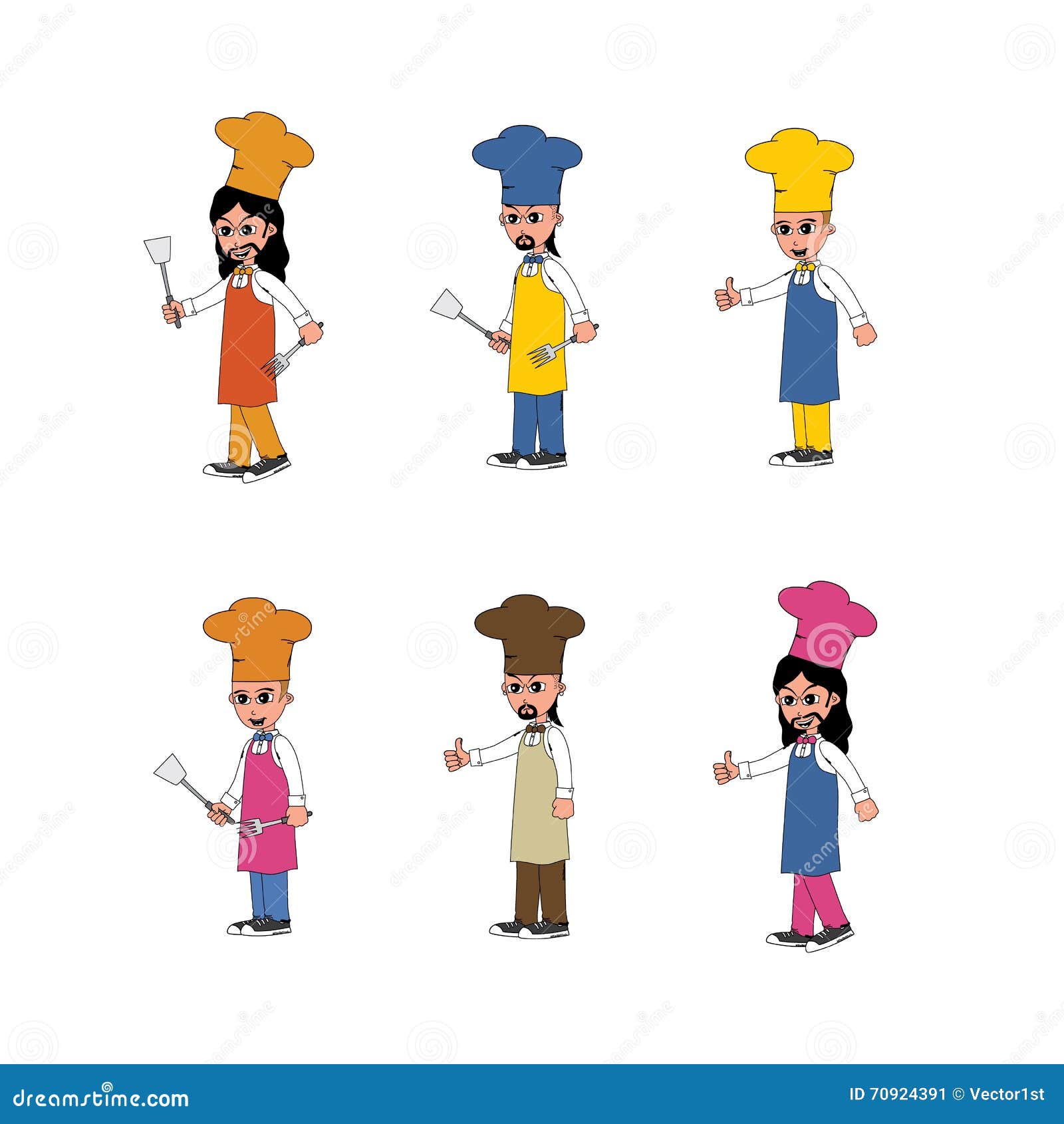 Chef cartoon set stock vector. Illustration of handsome - 70924391