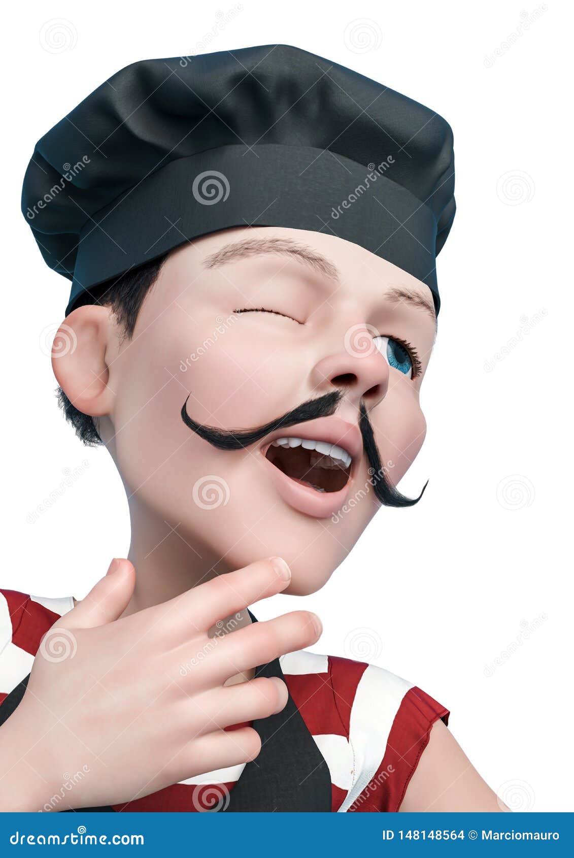 Chef Cartoon Thinking Close Up in a White Background Stock Illustration ...