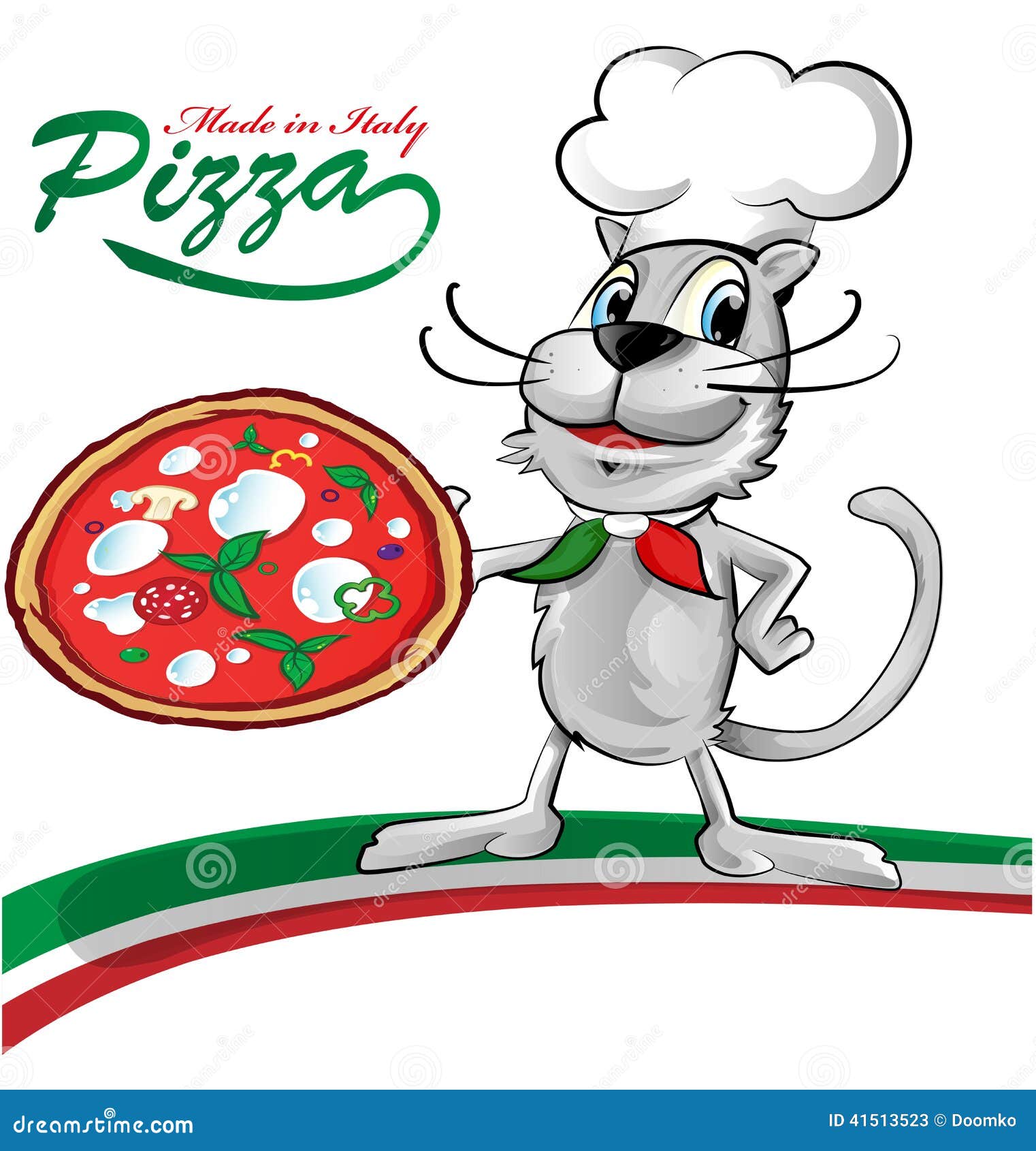 Chef Cat Cartoon with Pizza Stock Vector - Illustration of menu, design ...