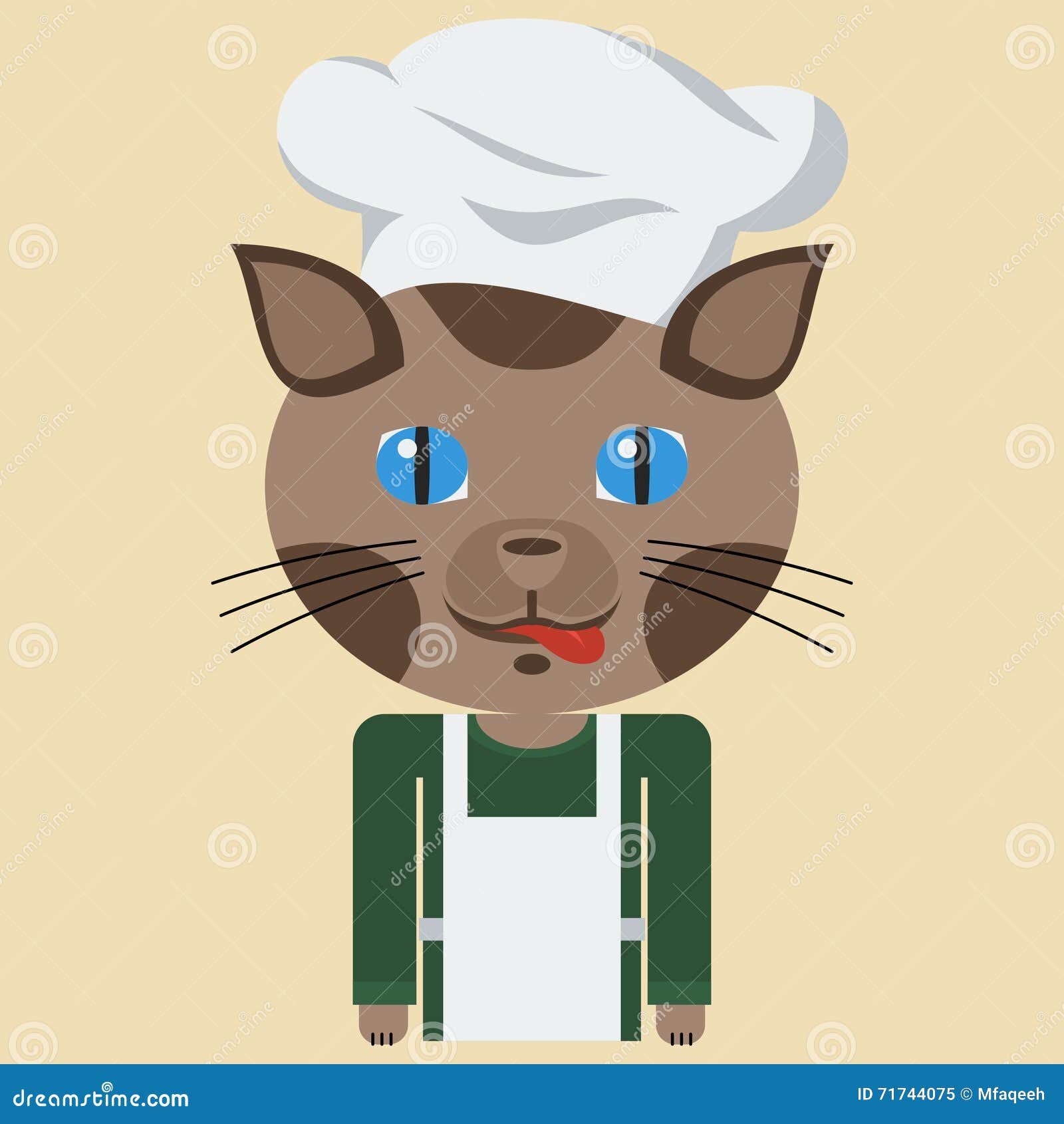Flat Cartoon Style Chef Cat Character Illustration Stock Vector ...