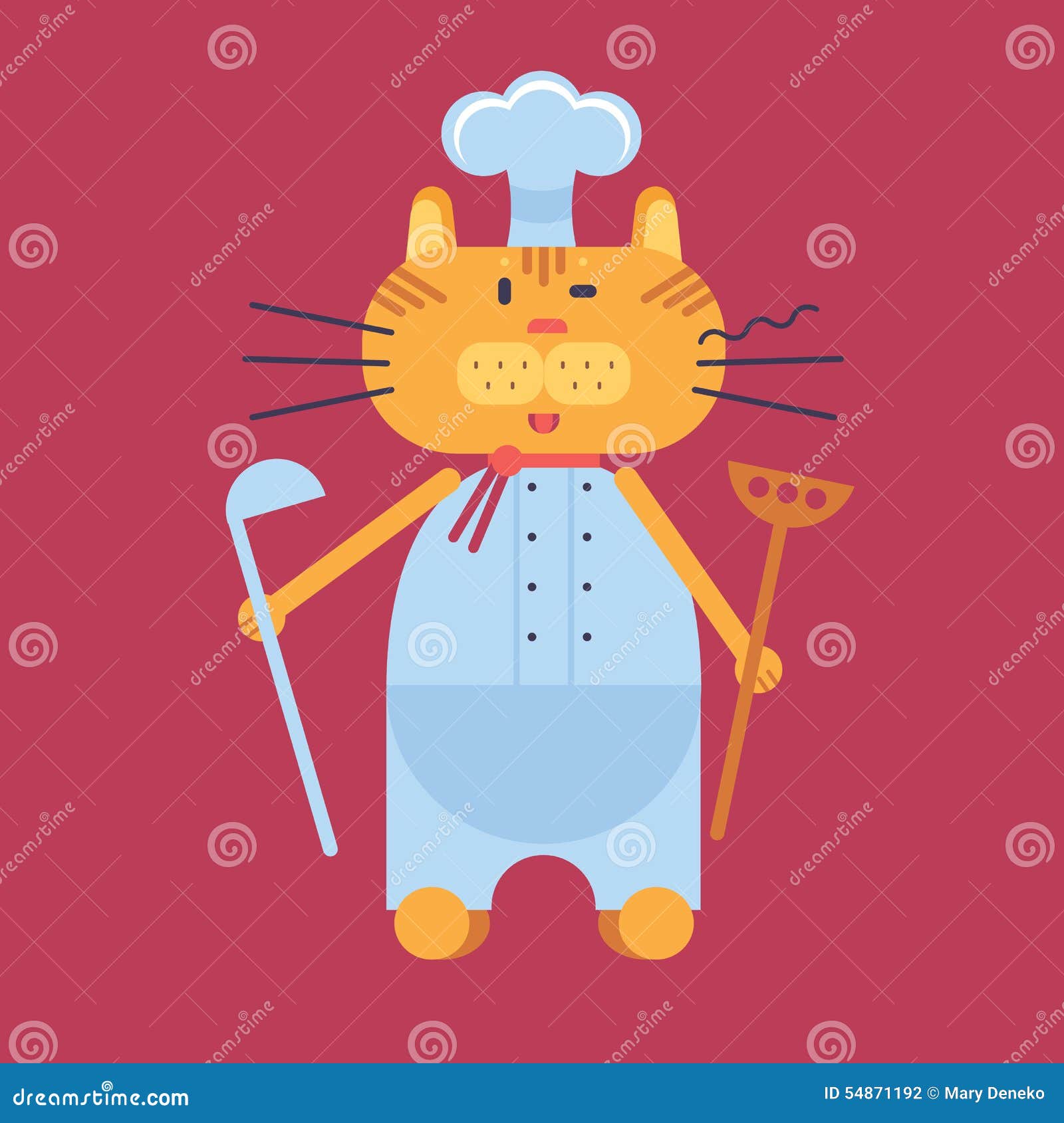 Chef Cat in Flat Cartoon Style Stock Vector - Illustration of food ...